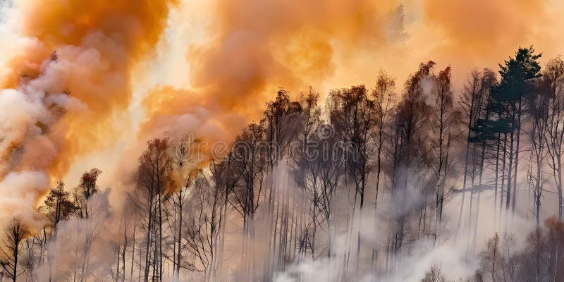 Forest Fire. Concept of Climate Change and Ecology Problems Stock ...