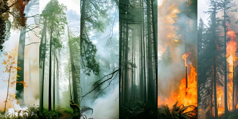 Forest Fire. Concept of Climate Change and Ecology Problems Stock ...