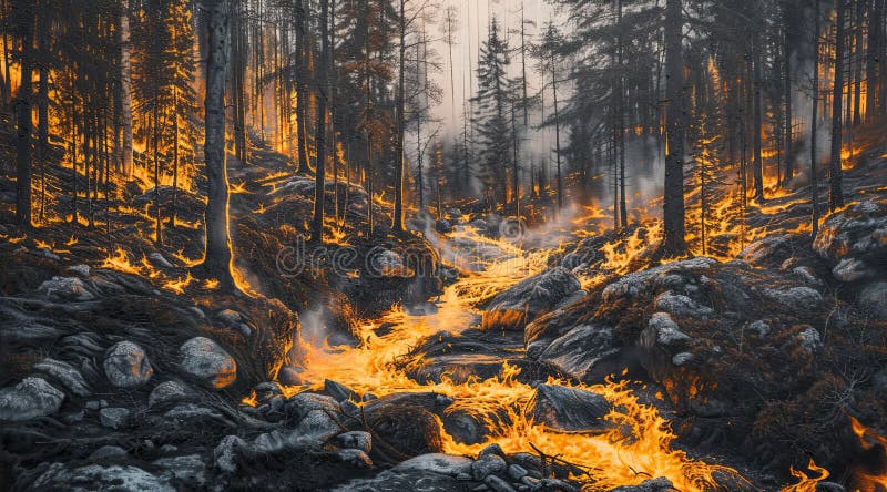 Forest Fire Danger Urgent Response Required. Generated by AI Stock ...
