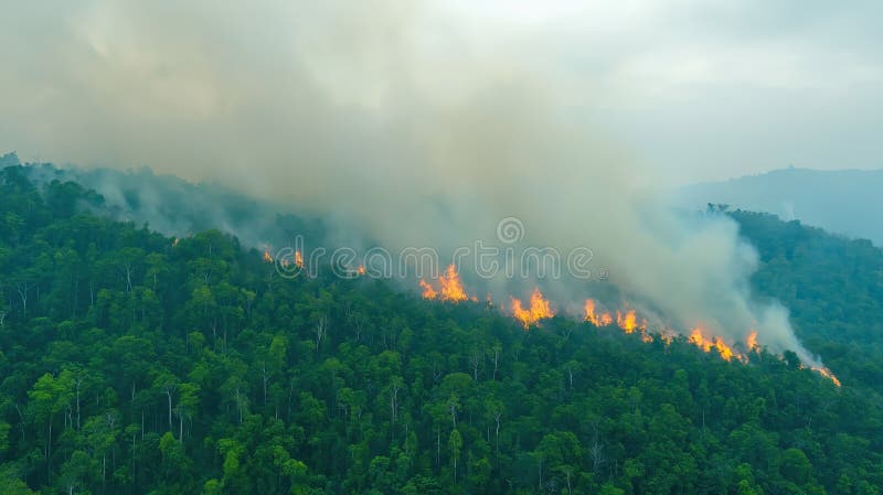 Forest on Fire with Dense Smoke, Environmental Disaster, Climate Change ...