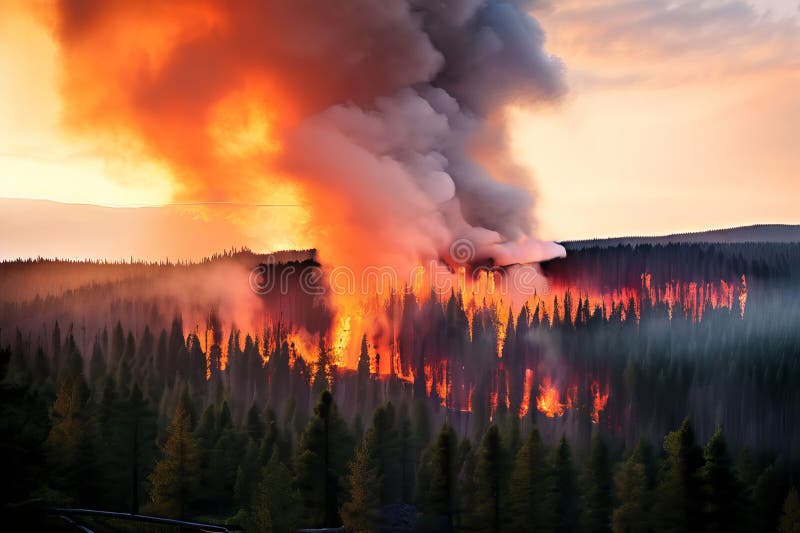 Forest Fire Detection Sensors Distributed Sensors That Detect Ea Stock Illustration