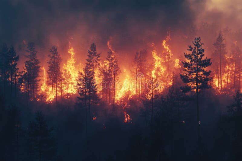 Forest Fire in Distance stock image. Image of crisis - 377868211