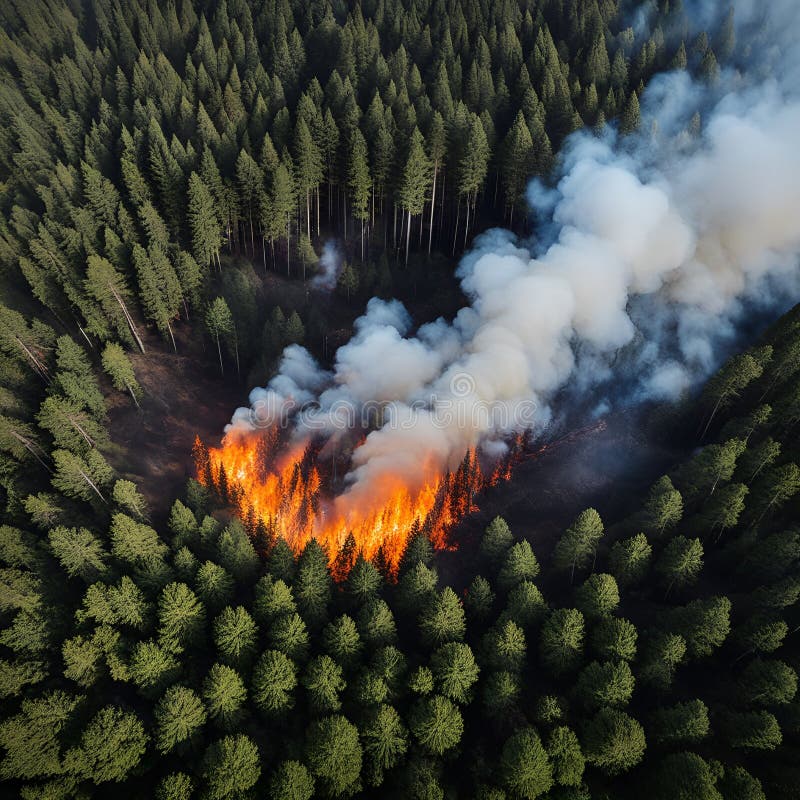 Forest fire in the forest. stock illustration. Illustration of smoke ...