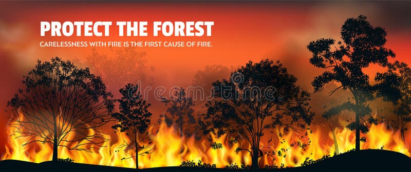 Forest Fire Horizontal Illustration Stock Vector - Illustration of ...