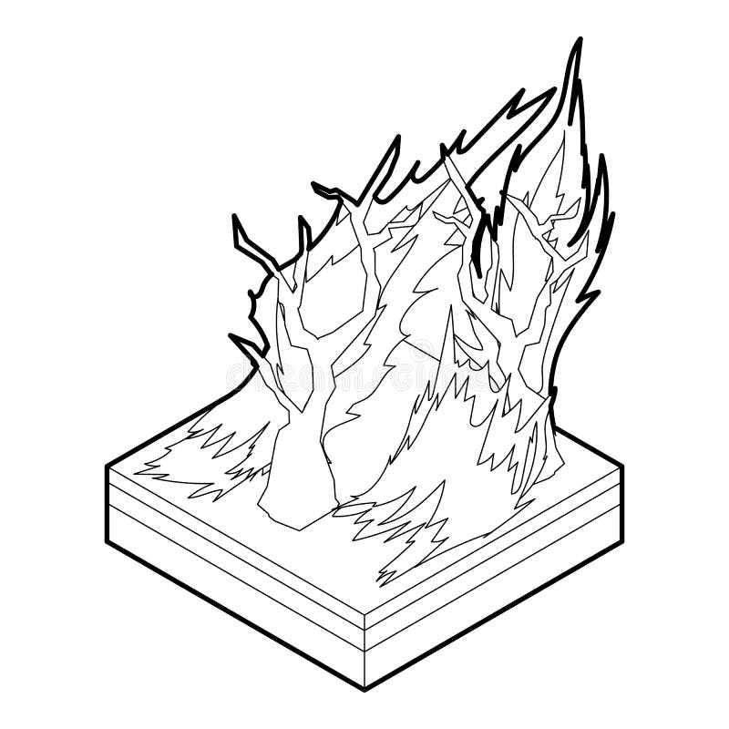 Forest Fire Icon, Outline Style Stock Illustration - Illustration of ...