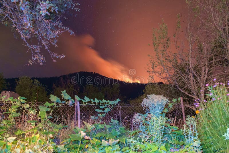 Forest Fire with a Large Cloud of Smoke Rising Stock Image - Image of ...