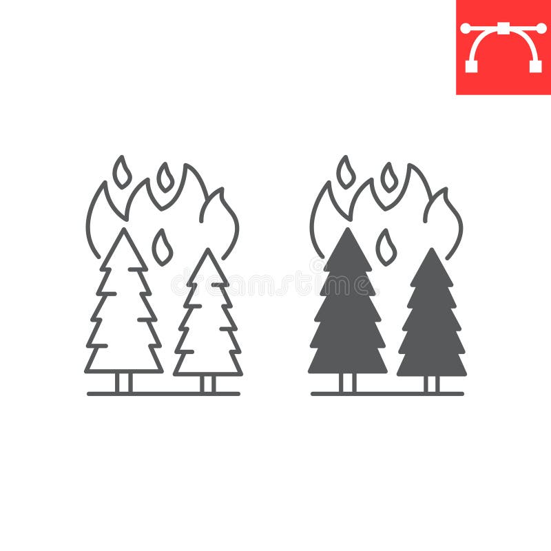 Forest fire line and glyph stock vector. Illustration of thin - 294022817