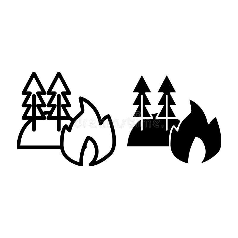 Fire in the Forest Solid Icon. Vector Illustration Isolated on White ...