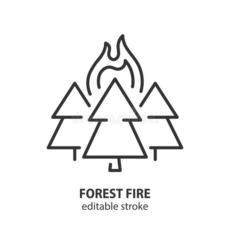 Forest Fire Line Icon. Wildfire Symbol. Editable Stroke Stock Vector ...