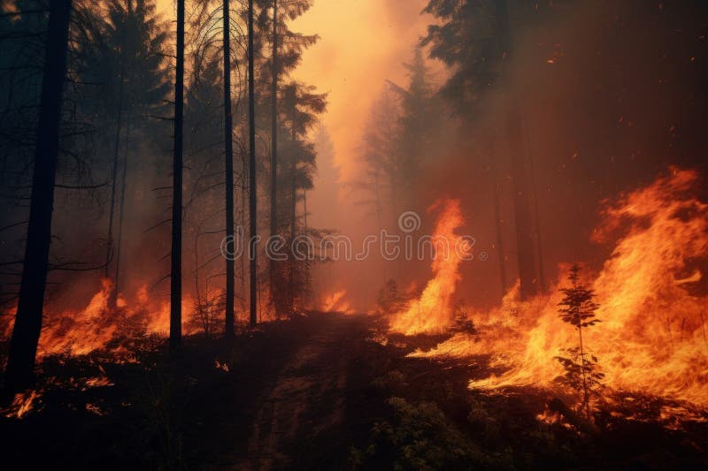 Forest Fire, Natural Disaster, Climate Change, Global Warming Stock ...