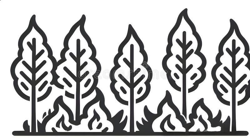 Fire Outline Thin Symbol, Dark on White Background, Logo Editable ...