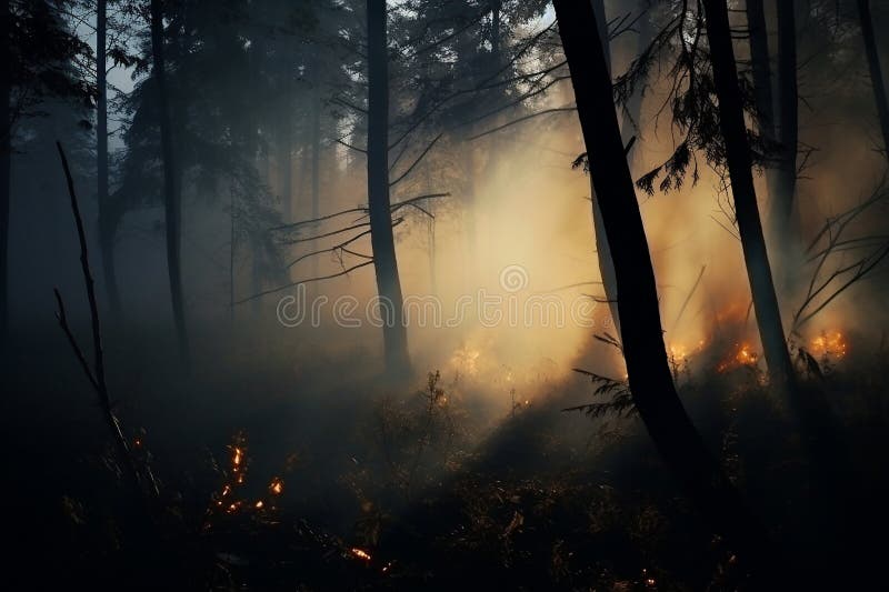 Forest Fire in Progress. Fire. Large Flames. a Threat To Our ...