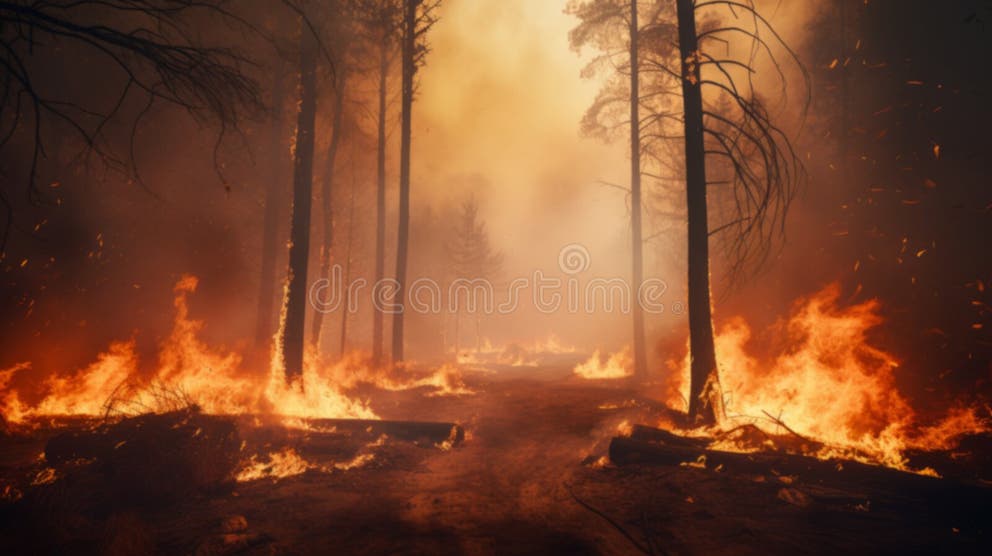 Forest fire in progress stock illustration. Illustration of racked ...