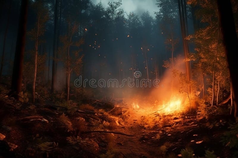 Forest Fire in Progress. Fire. Large Flames. a Threat To Our ...