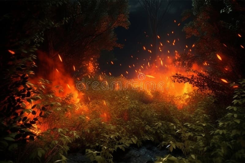 Forest Fire in Progress. Fire. Large Flames. a Threat To Our ...