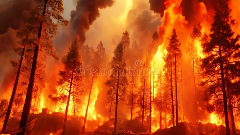 Forest Fire in Progress. Wildfire Burns of Pine Trees Stock Video ...
