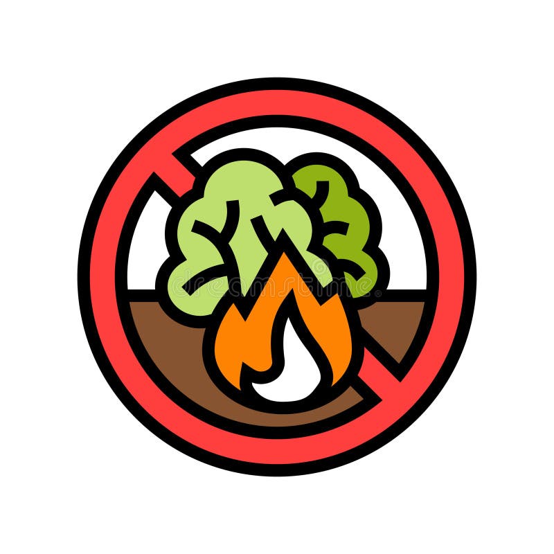 Forest Fire Prohibited Color Icon Vector Illustration Stock ...