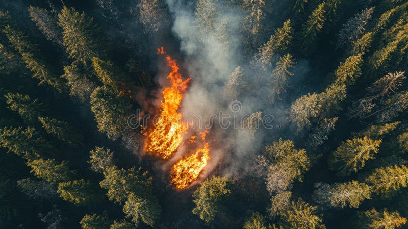 A Forest Fire is Raging through a Forest, with Smoke Billowing into the ...