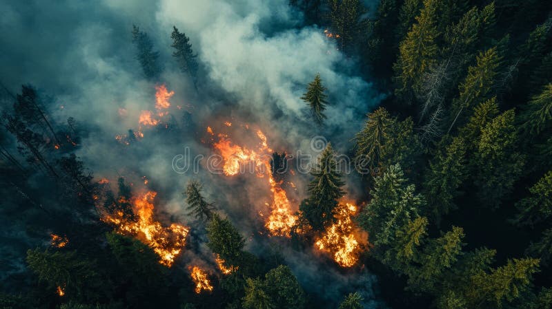 A Forest Fire is Raging through a Forest, with Smoke Billowing into the ...