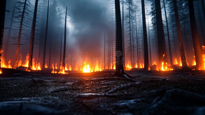 Forest Fire Ravages the Landscape As Flames Spread through the Trees at ...