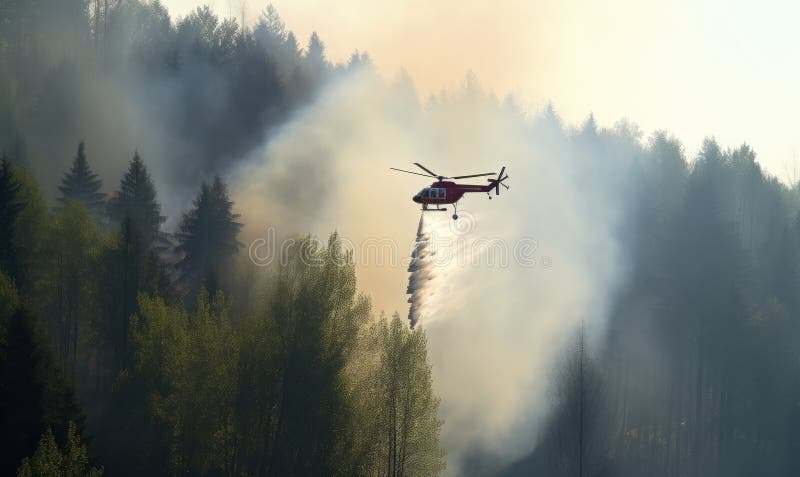 The Forest Fire S Spread is Slowed by the Helicopter S Water Drops ...