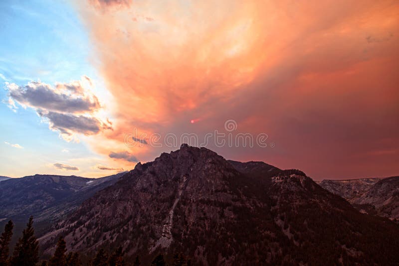Forest Fire Smoke at Sunset Stock Photo - Image of national, mountain ...