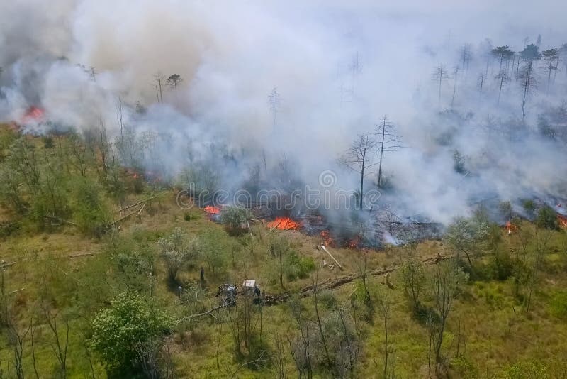 Forest Fire, Smoke of Surrounding Area. Smoke and Fire Stock Image ...