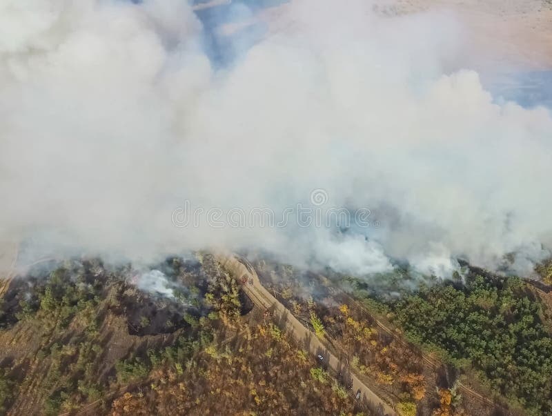 Forest Fire, Smoke of Surrounding Area. Smoke and Fire Stock Photo ...