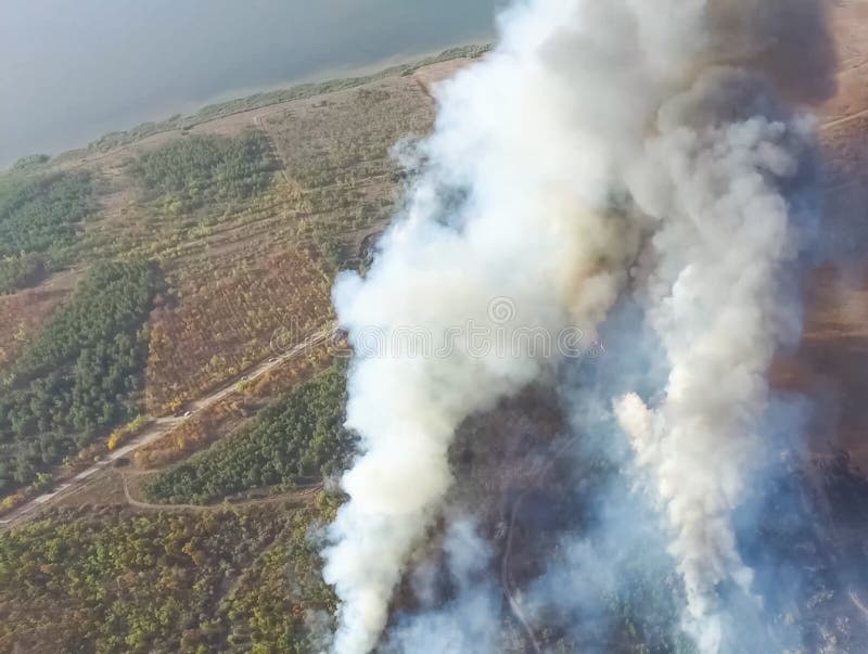 Forest Fire, Smoke of Surrounding Area. Smoke and Fire Stock Image ...