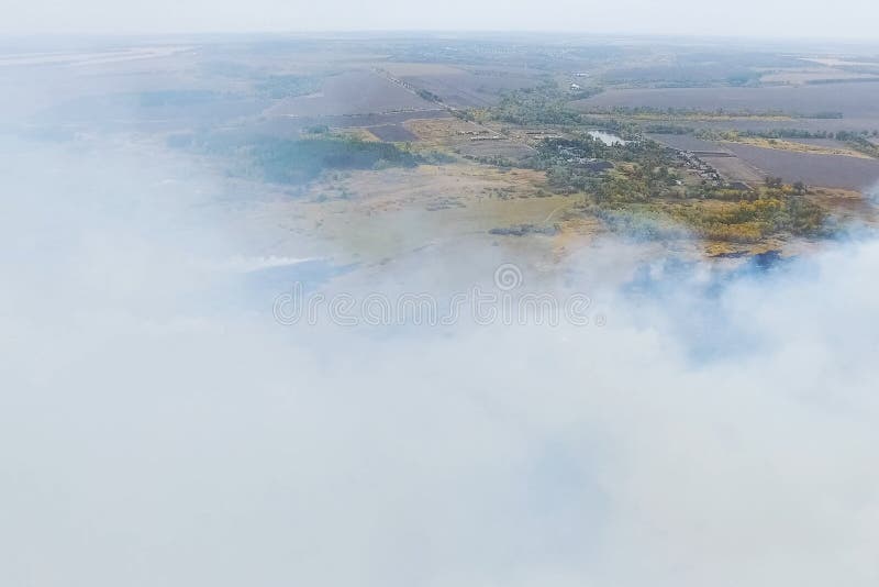 Forest Fire, Smoke of Surrounding Area. Smoke and Fire Stock Image ...