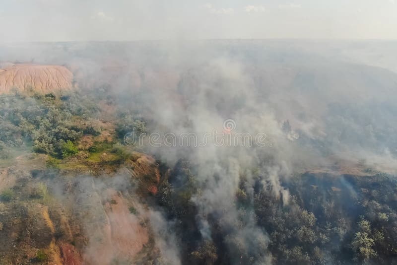 Forest Fire, Smoke of Surrounding Area. Smoke and Fire Stock Photo ...