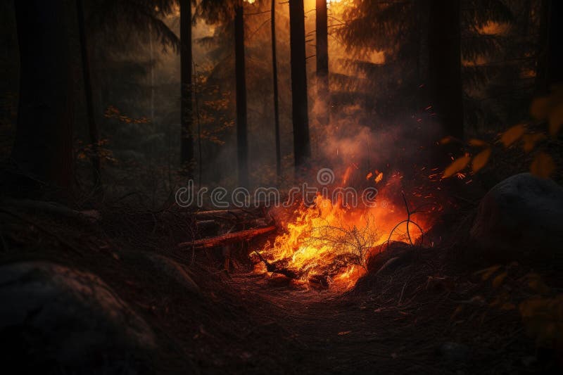 Forest Fire. Fire Spreads through the Forest Stock Illustration ...