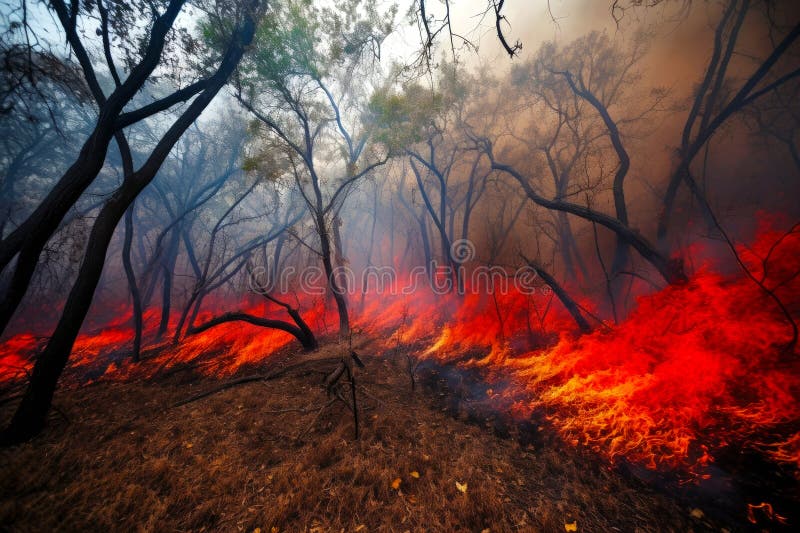Forest Fire. Fire Spreads through the Forest Stock Illustration ...