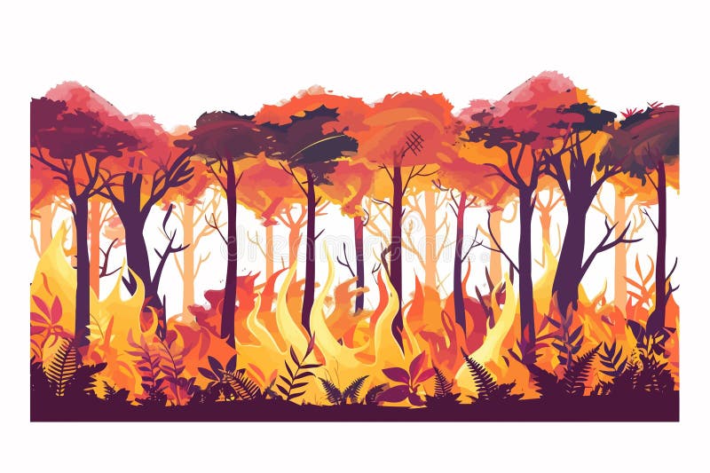 Forest on Fire Stock Image Isolated Vector Style Stock Vector ...