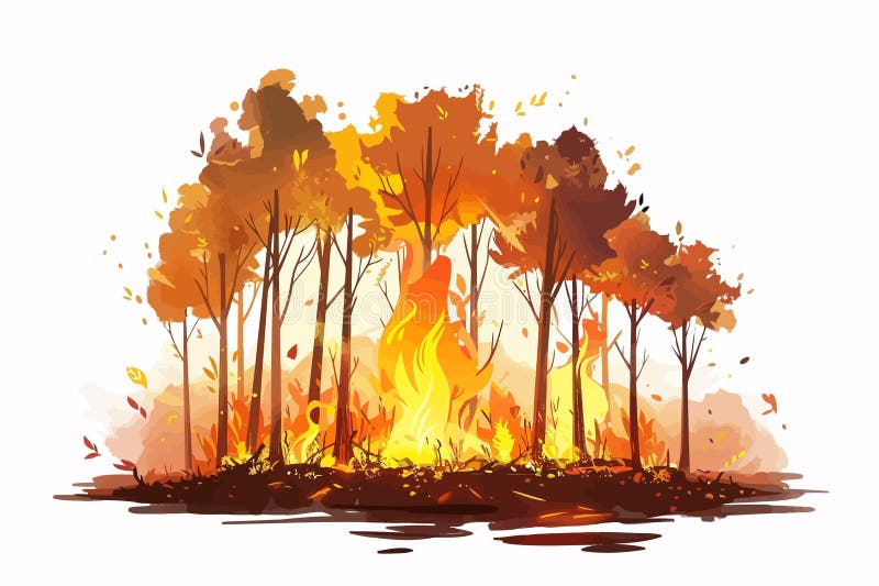 Forest on Fire Stock Image Isolated Vector Style Stock Vector ...