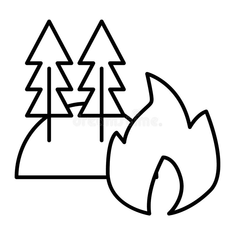 Fire in the Forest Solid Icon. Vector Illustration Isolated on White ...