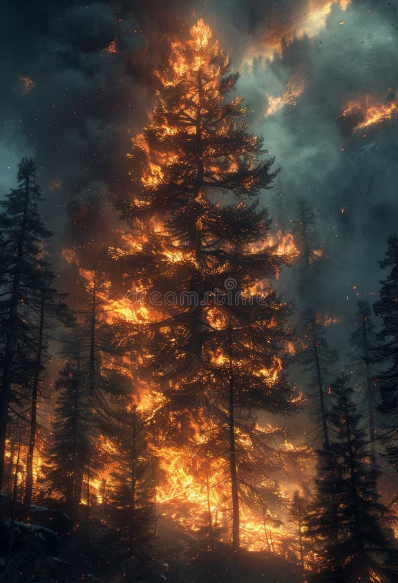 Forest Fire. a Tree Fire in the Forest Stock Image - Image of ...