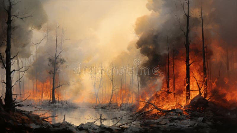 Forest Fire Trees on Fire Flames Forest Protection Environment Stock ...