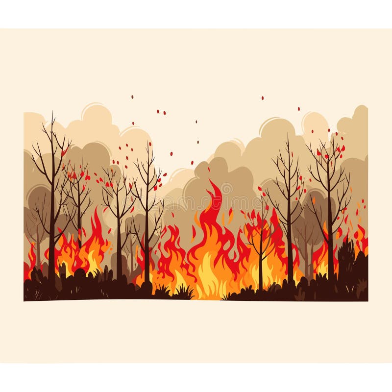 Forest on Fire Vector Flat Minimalistic Isolated Illustration Stock ...