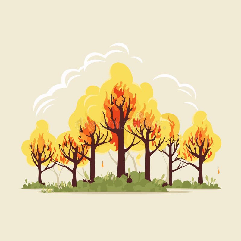 Forest on Fire Vector Flat Minimalistic Isolated Illustration Stock ...