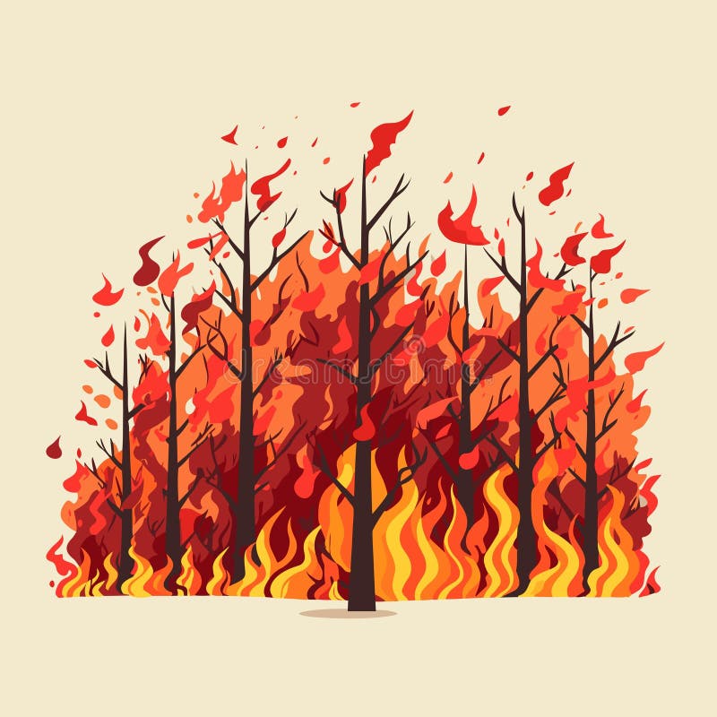 Forest on Fire Vector Flat Minimalistic Isolated Illustration Stock ...