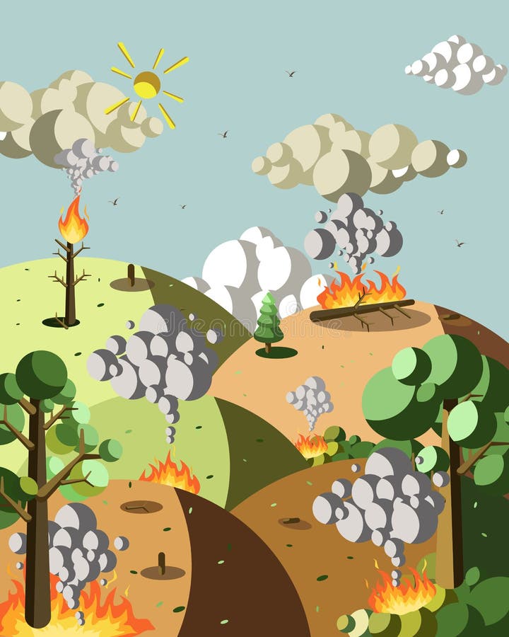 Forest Fire Vector Illustration, for Your Design Project Stock Vector ...