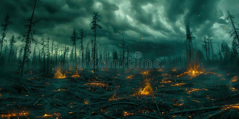 Forest Fires after the Apocalypse Stock Photo - Image of bark, damage ...