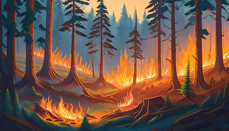 Forest Fires and Their Consequences for Nature Stock Illustration ...