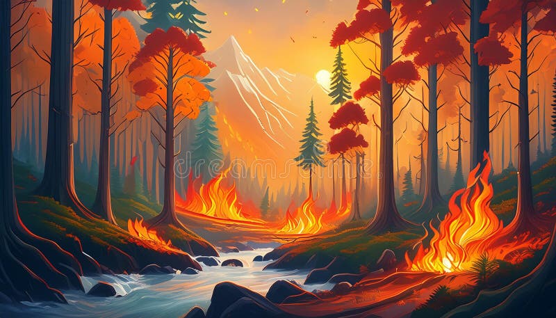 Forest Fires and Their Consequences for Nature Stock Illustration ...