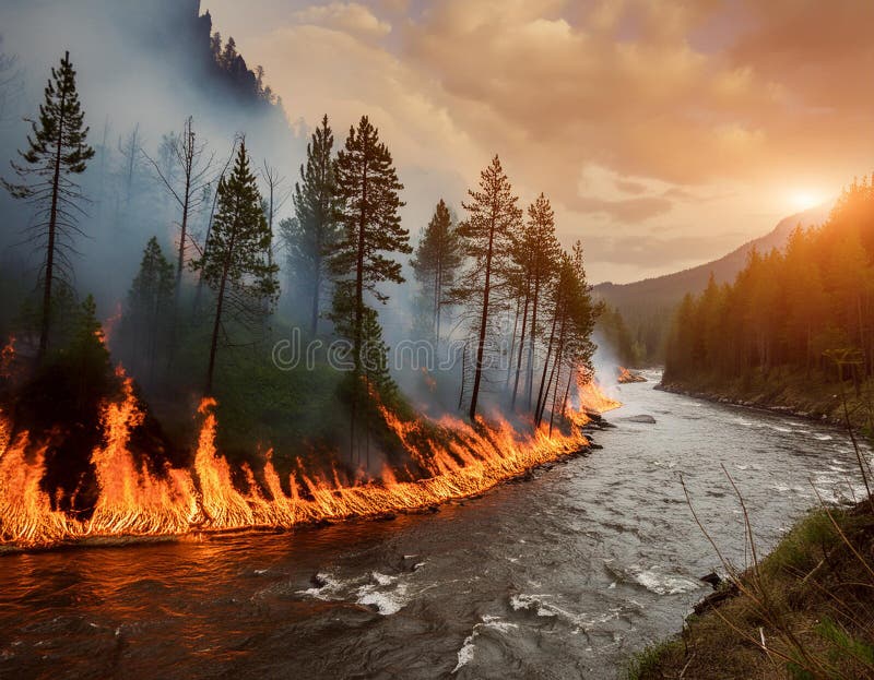 Forest Fires and Their Consequences for Nature Stock Illustration ...
