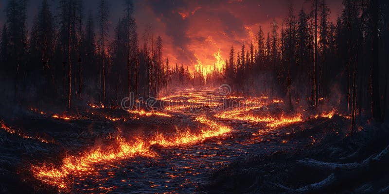 Forest in Flames at Sunset Creates Mesmerizing Display of Fire and ...