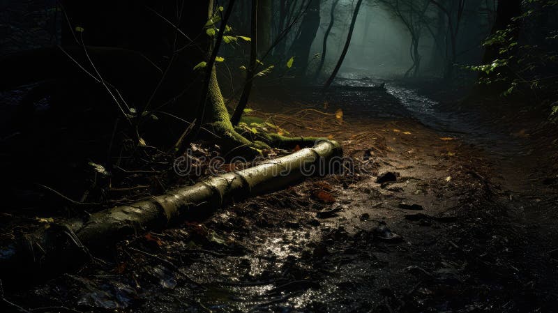 Forest Flashlight in the Dark Stock Illustration - Illustration of ...