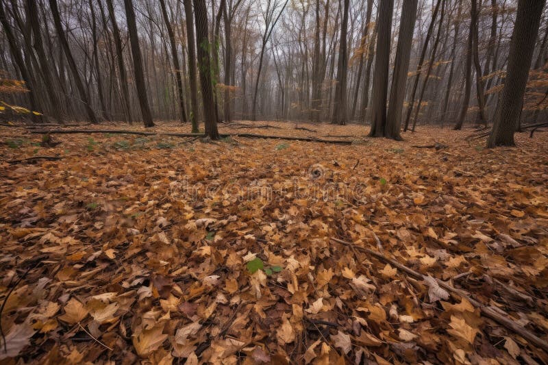 A Forest Floor Covered in a Sea of Fallen Leaves Stock Image - Image of ...