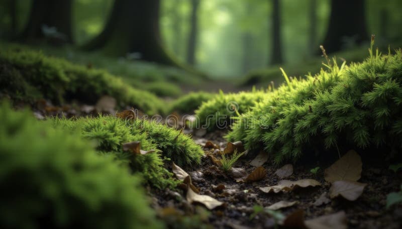 Forest Floor Covered with a Thick Layer of Damp Moss and Leaves, Damp ...